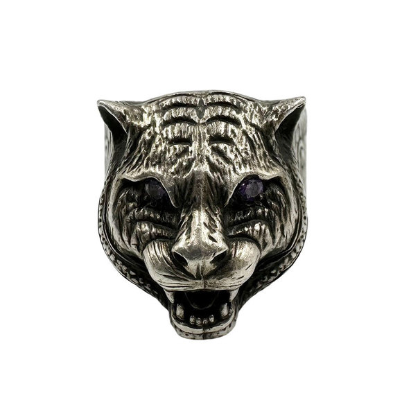 Gucci | Bags | Gucci Garden Cat Head Purple Crystal Ring | Poshmark